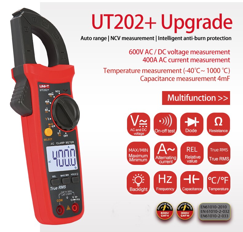 UNI T UNI-T Digital Clamp Meter UT201+ UT202+ UT20... – Grandado