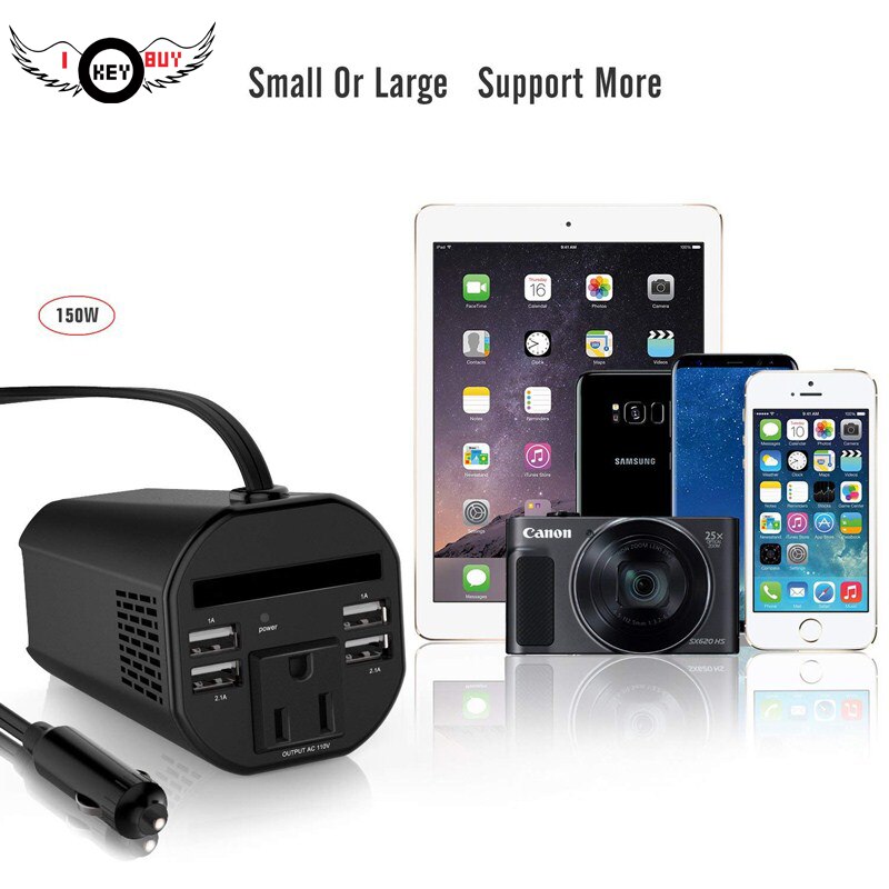 150W Car Power Inverter DC12V to 110V AC Outlet Cu... – Grandado