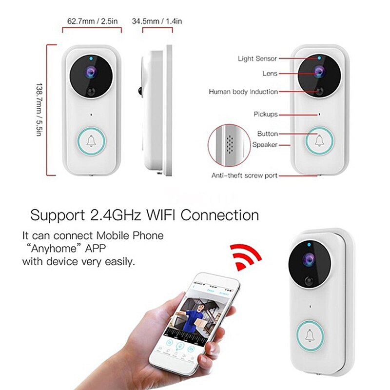 Ligent Video Deurbel Draadloze Wifi Intercom Video... – Vicedeal
