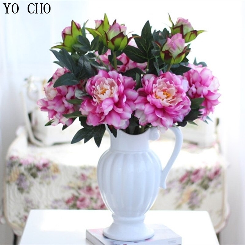 Big 2 Heads Simulation Peonies Flower Branch Silk ... – Grandado