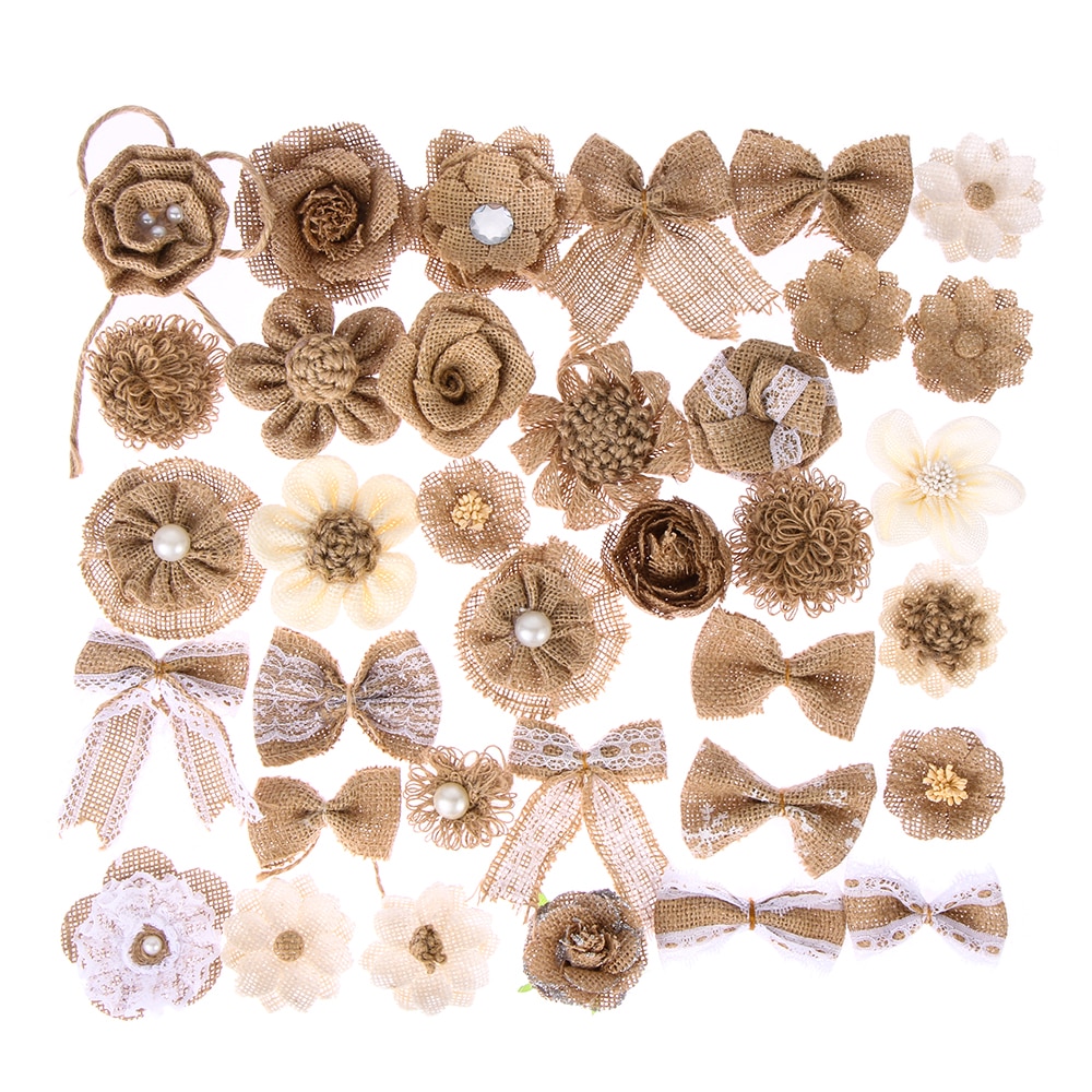 Handmade Jute Hessian Burlap Flowers Sew on Patch ... – Vicedeal
