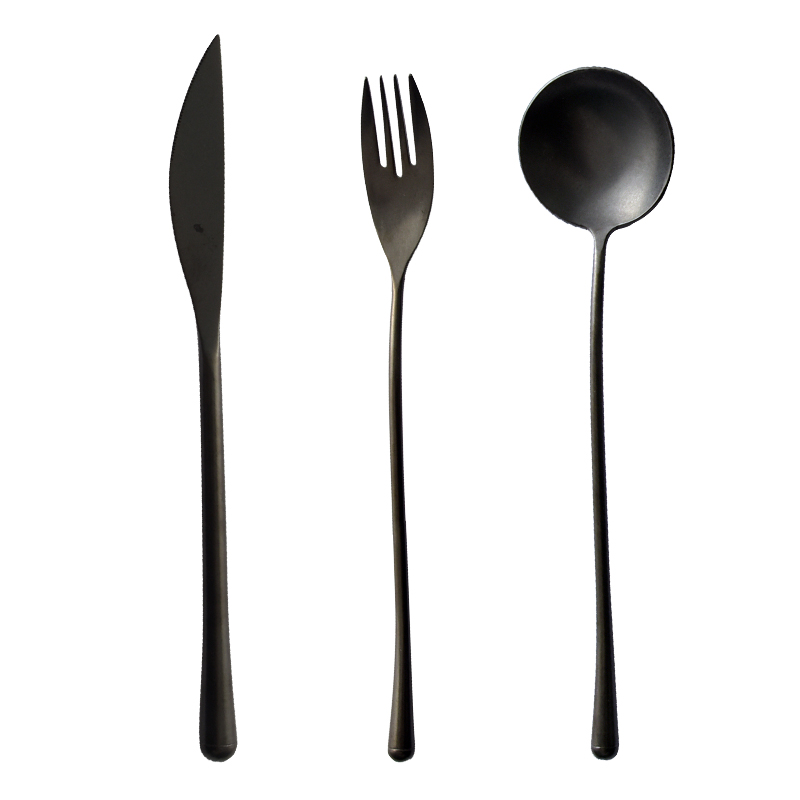 Retro black 304 stainless steel tableware Set Cutl... – Vicedeal