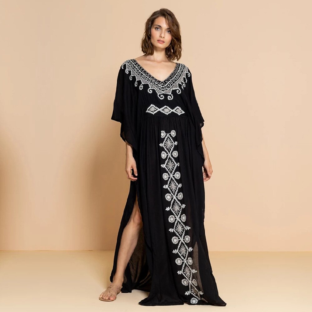 Embroidery Cotton Beach Cover up Saida de Praia Sw... – Grandado