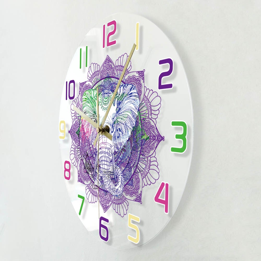 Indian Mandala Elephant Printed Wall Clock For Yog... – Grandado