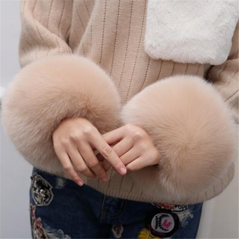 Winter Women Big Warm Wrist Cuff Short Sleeves Fau... – Vicedeal