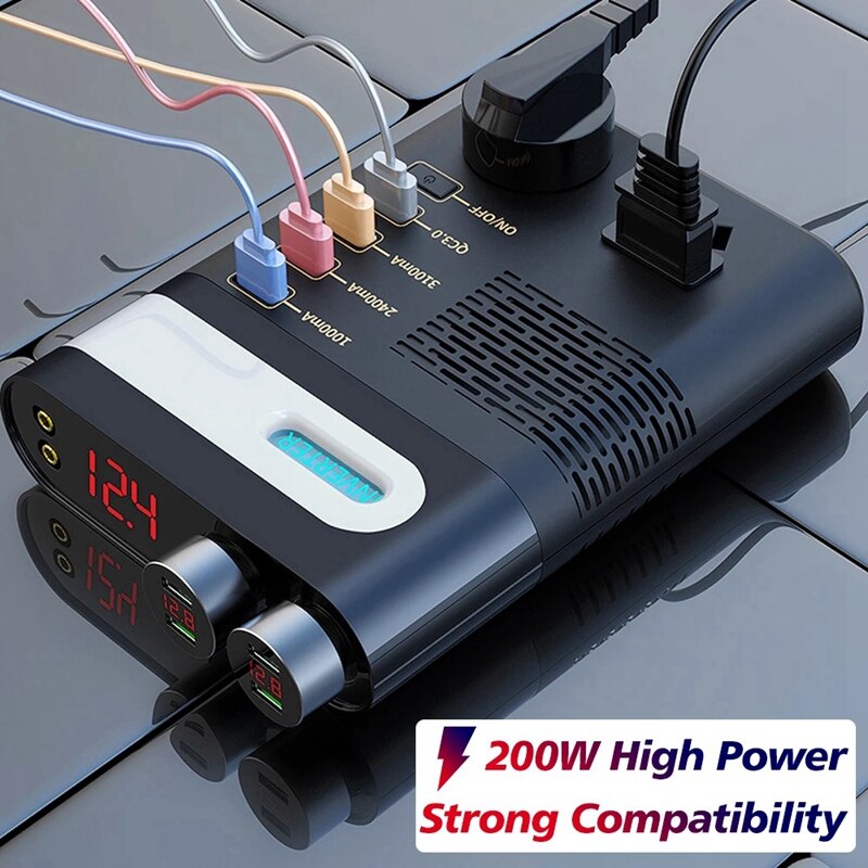 -200W Car Power Cigarette- Lighter Inverter DC 12V... – Grandado