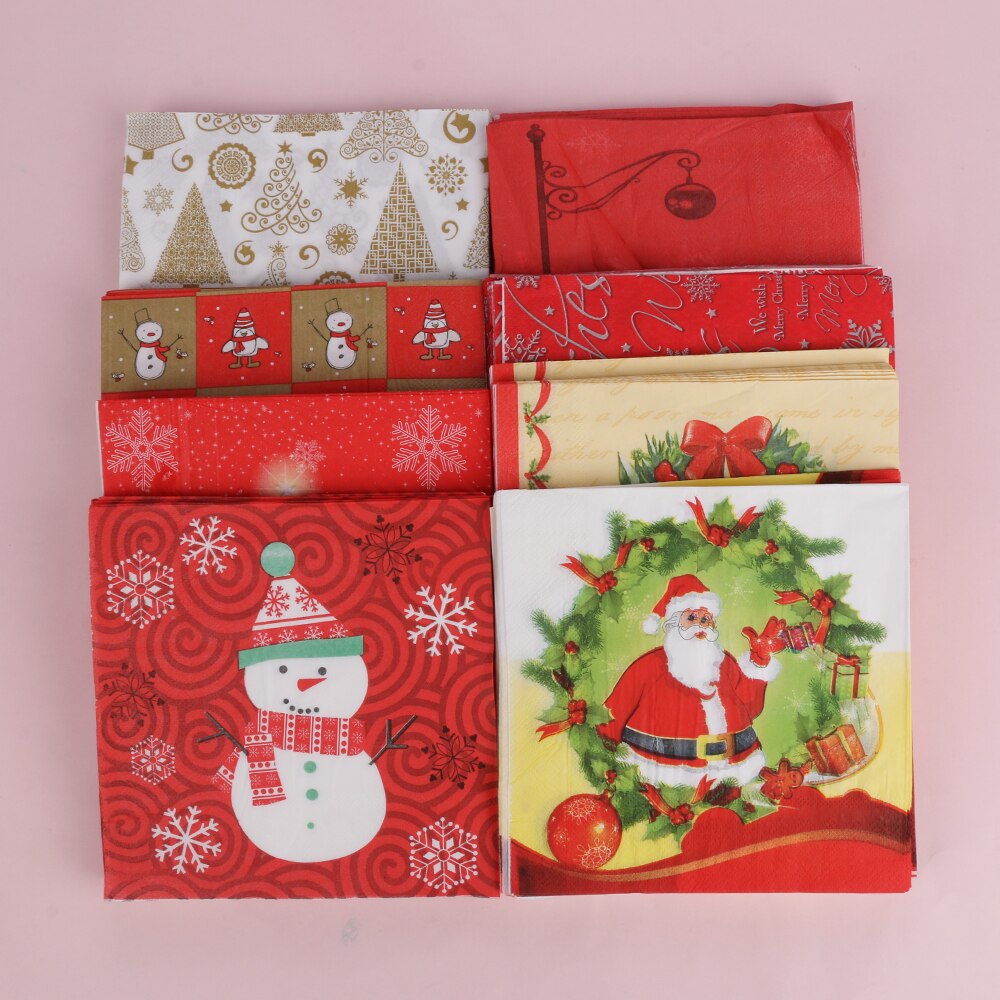 Random Style 20pcs Beautiful Printing Napkins Sant... – Grandado