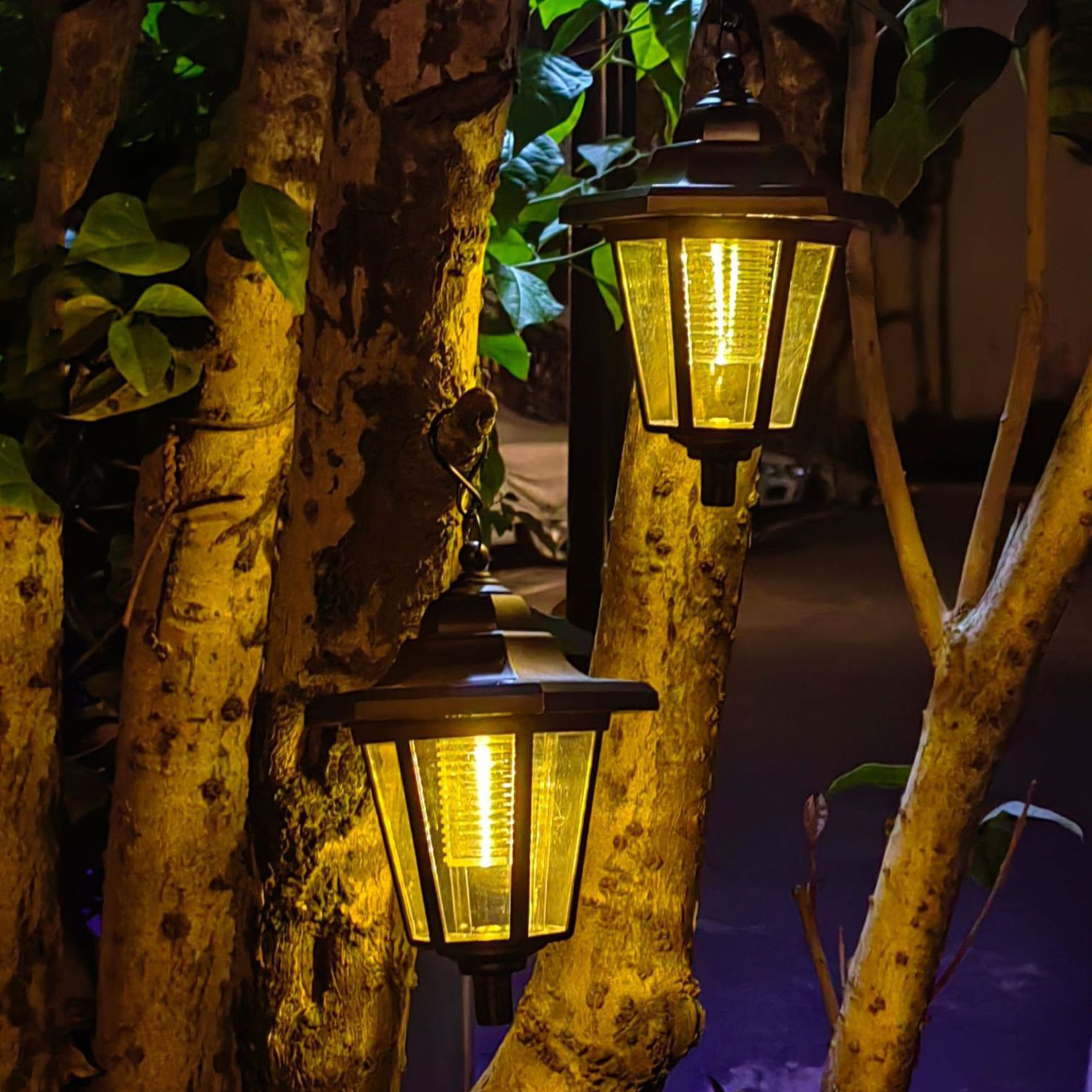 2-Pack Vintage Hexagon LED Solar Lights, Outdoor P... – Grandado