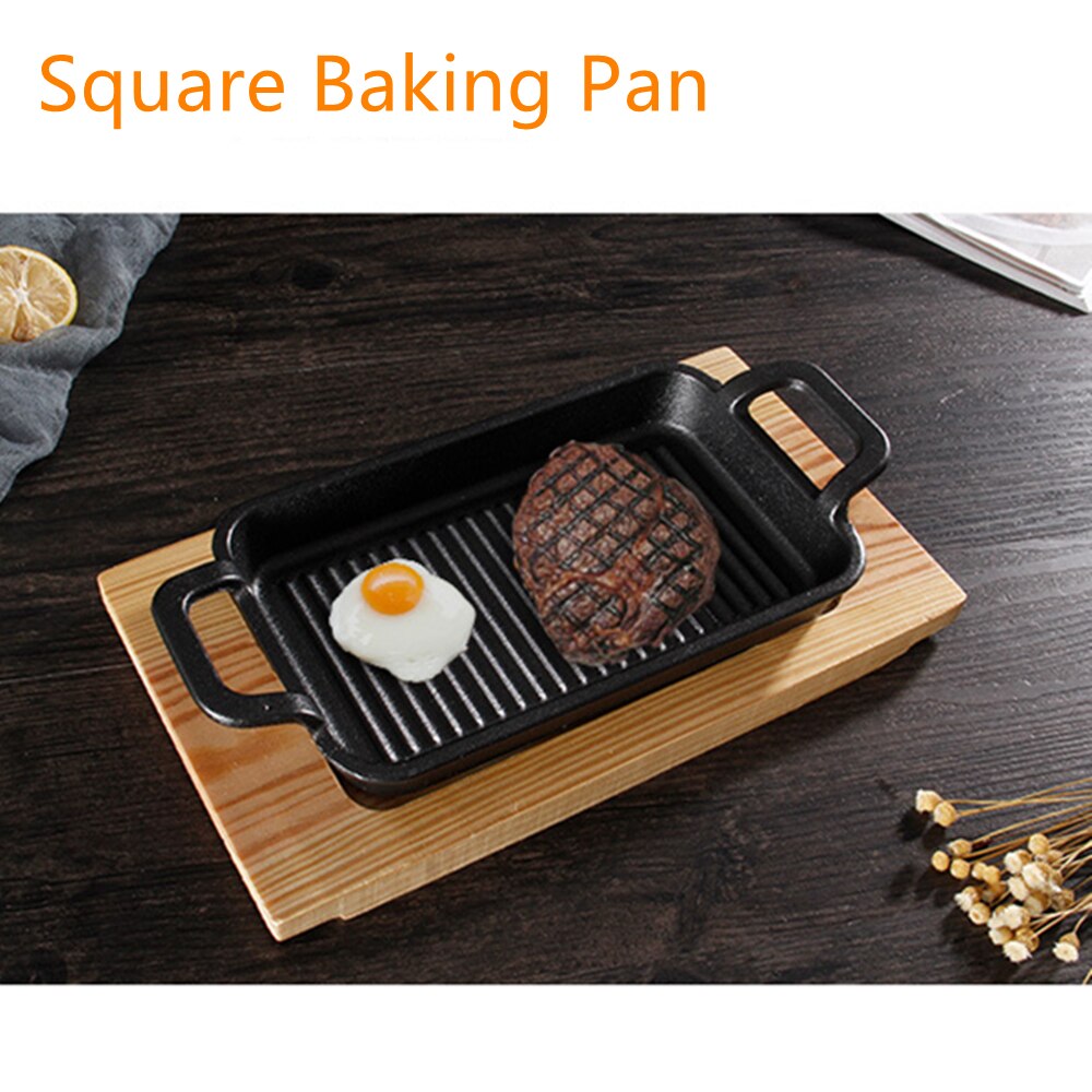 Square Barbecue Plate Steak Frying Pan Baking Tray... – Grandado