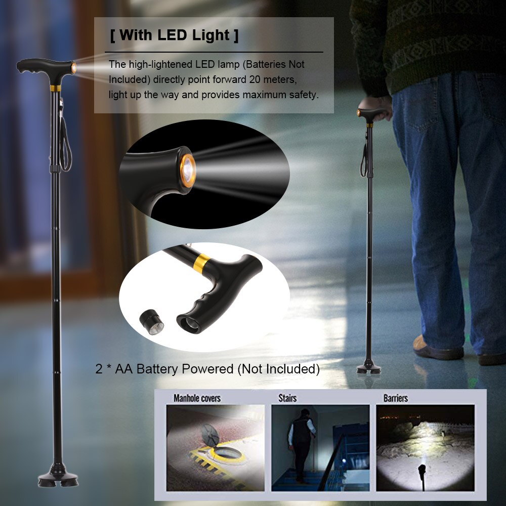 Adjustable Folding Canes Walking Sticks With LED L... – Grandado