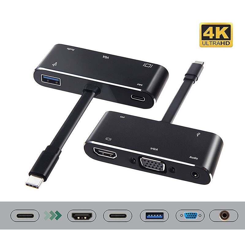 5 in 1 USB C zu HDMI Adapter 4K Typ-C zu HDMI/VGA/... – Vicedeal