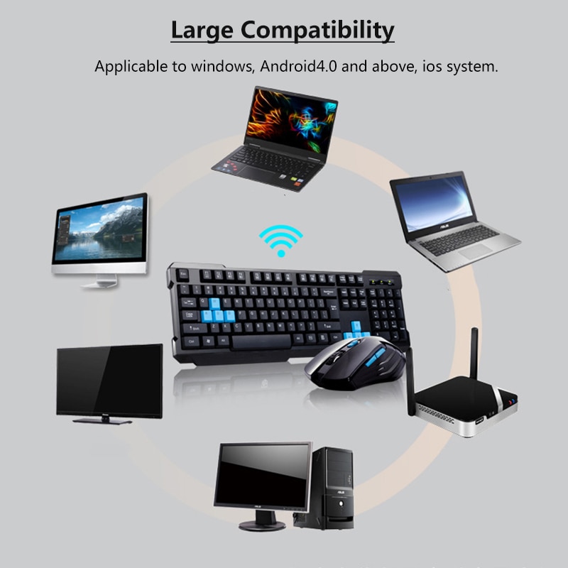 2 4g Wireless Connection Keyboard Mouse Combos Blu Vicedeal