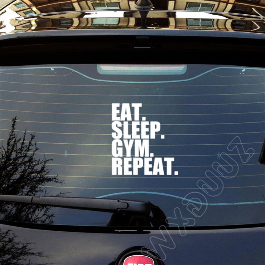 Wxduuz eet slaap sportschool herhaal auto sticker ... – Grandado
