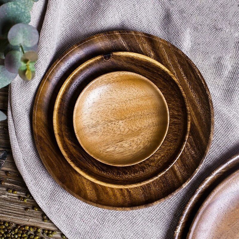 Large Size 25/27/30CM Wooden Plates Saucer Coffee ... – Grandado