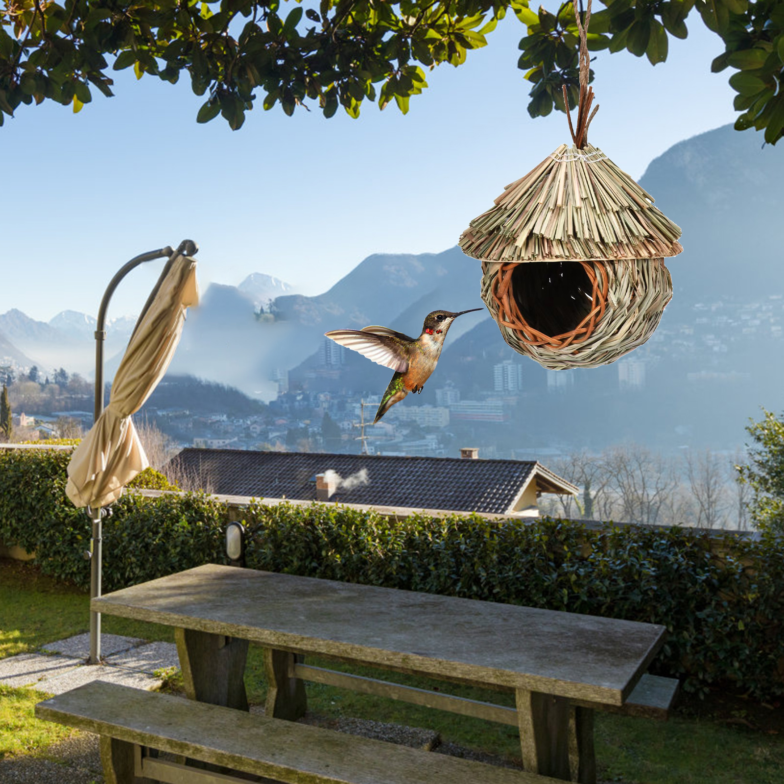 Nid d'oiseau en paille tissée à la main, maiso... – Grandado