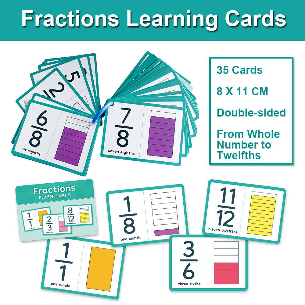 Fraction Number Flashcards for Elementary School G... – Vicedeal