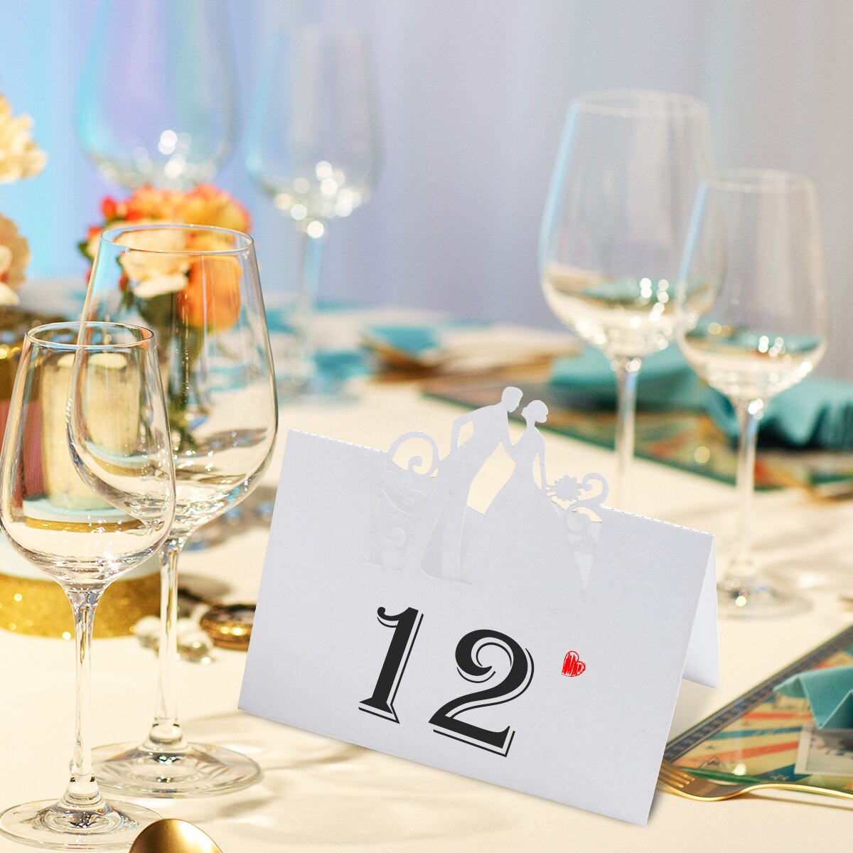50PCS Paper White Table Card Heart Hollowed Table ... – Grandado