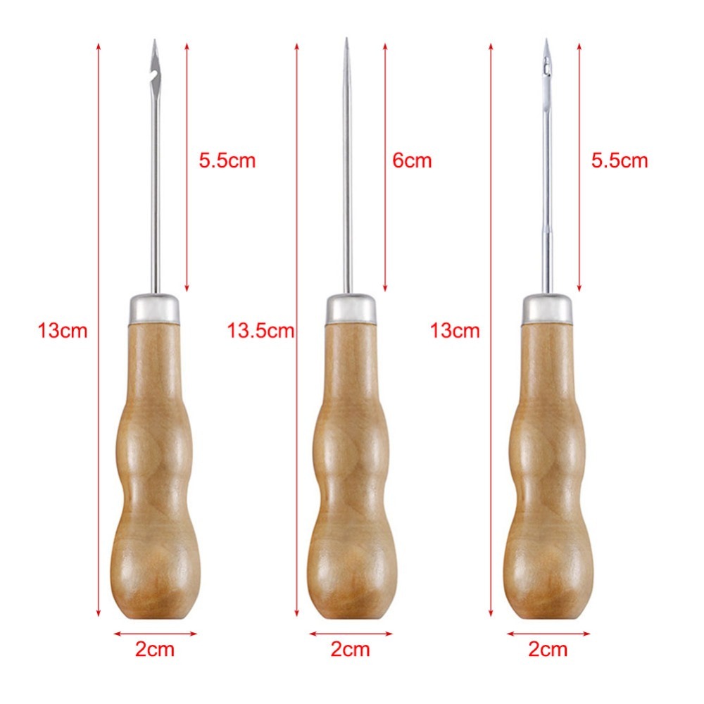 3Pcs Wooden Handle Sewing Awl DIY Carft Stitch Nee... – Grandado