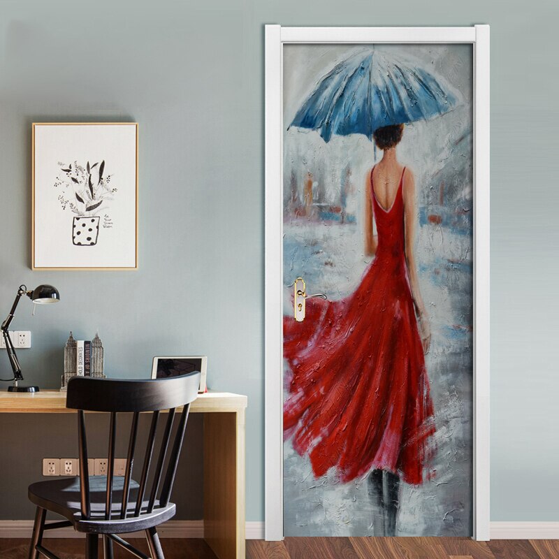 Door Stickers Oil Painting Art Waterproof Living R... – Grandado