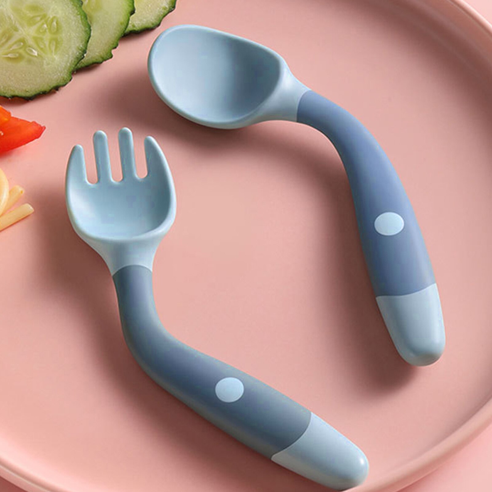 Baby Children Spoon Fork Set Soft Bendable Silicon... – Grandado