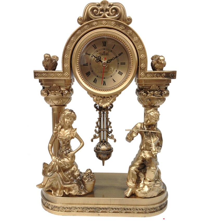 Vintage Table Clock Pendulum Clocks Golden Statue ... – Grandado