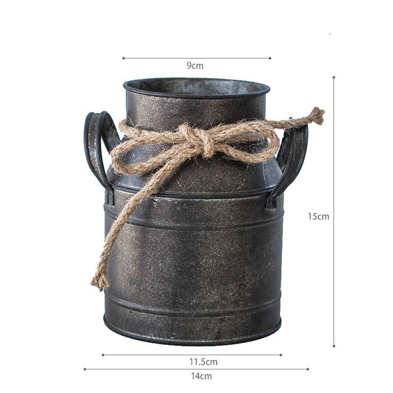 Metal Iron Decorative Vintage Rustic Vase Milk Can... – Grandado