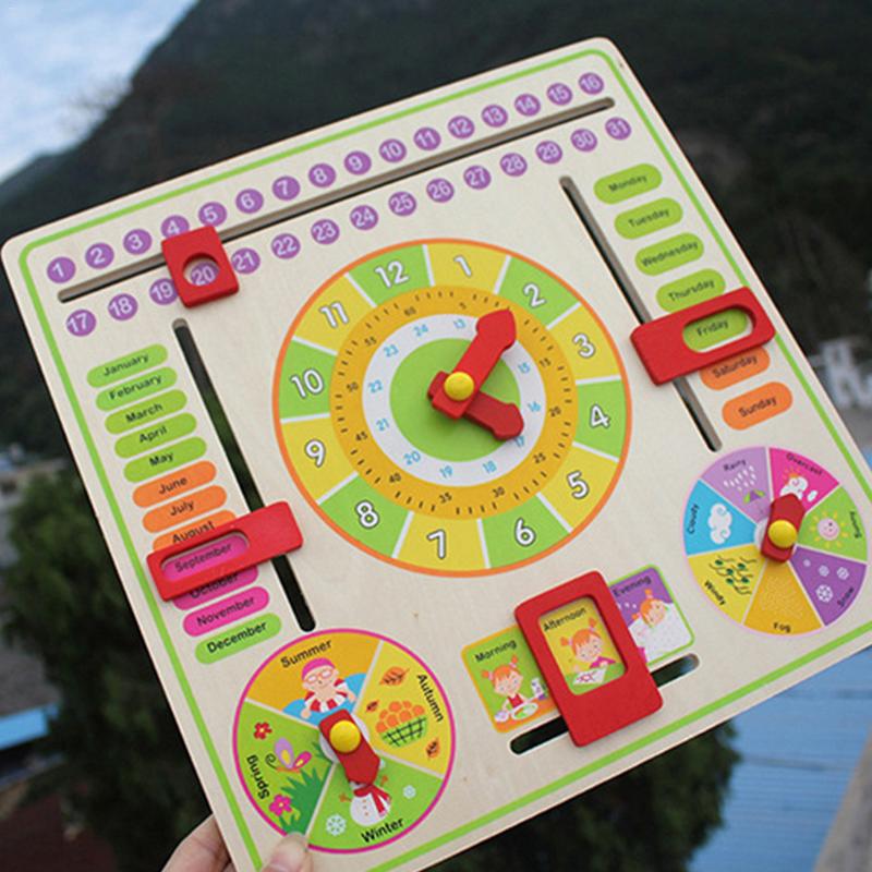 Wooden Calendar Board Teaching Clock for Children ... – Grandado