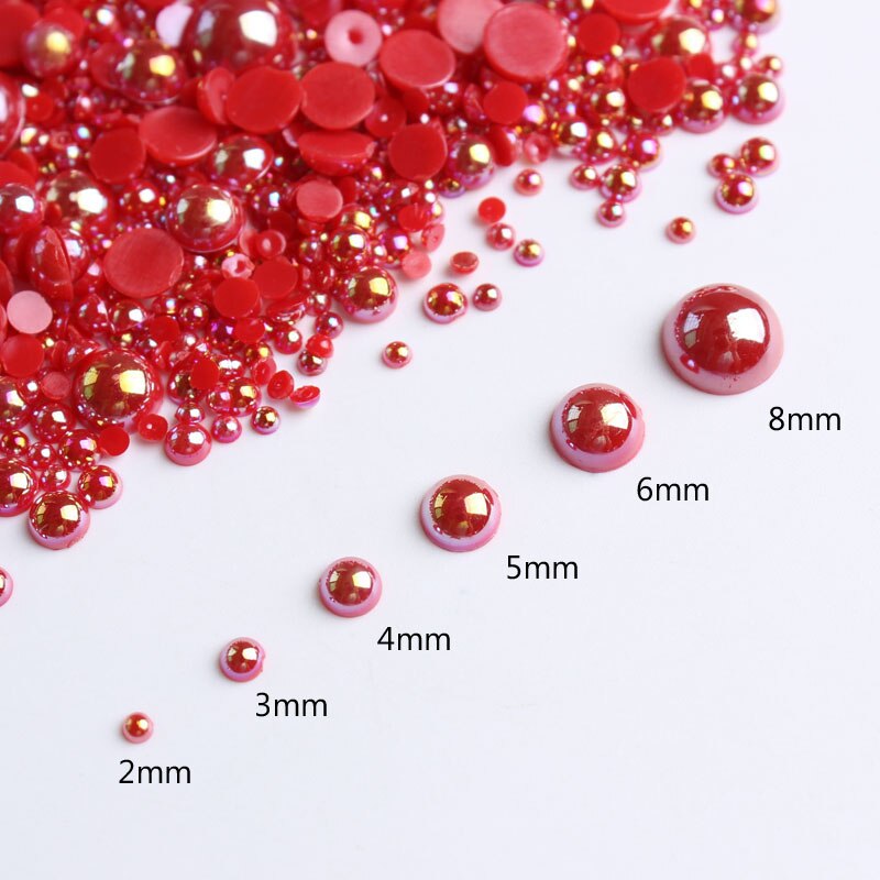 Shiny ABS Half Round Red AB Mix Size 2mm/3mm/4mm/5... – Vicedeal
