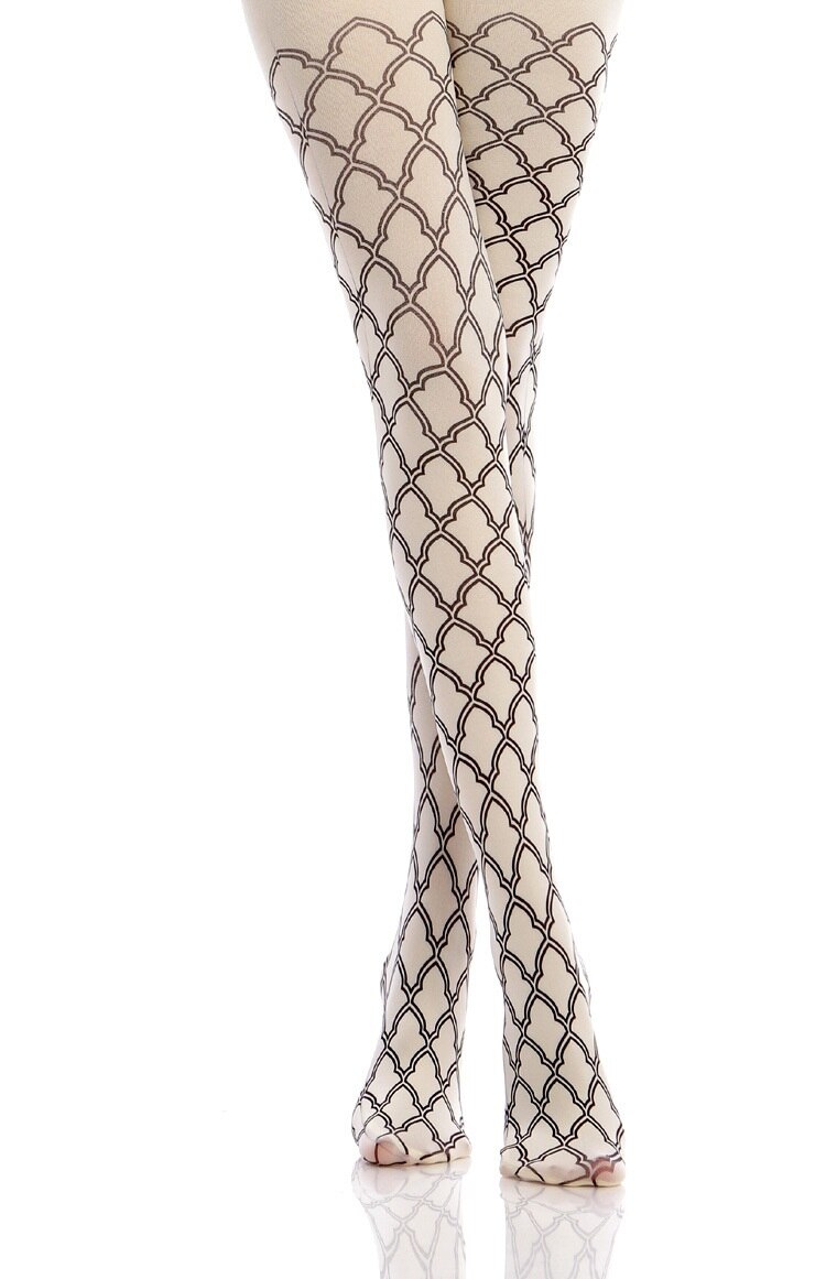 Simple wild fan-shaped rhombic printed pantyhose s... – Grandado