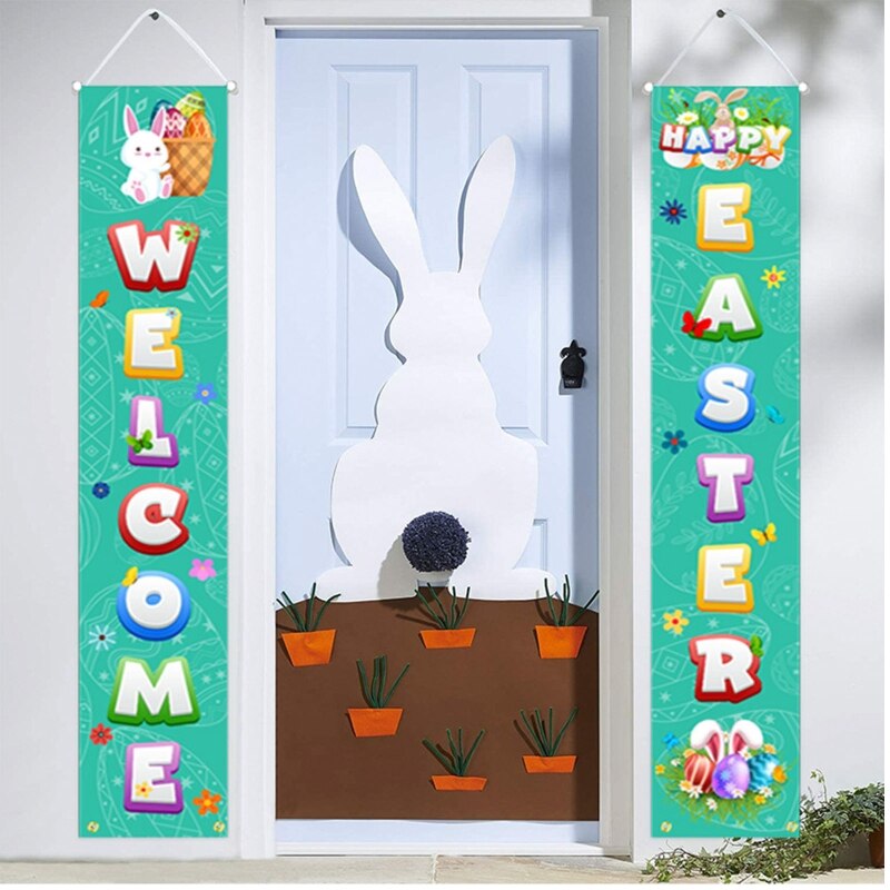 Easter Porch Sign Happy Easter Welcome Hanging Doo... – Grandado