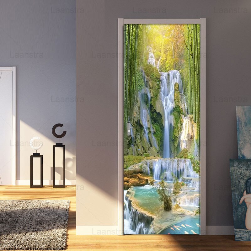DIY Forest Waterfall Water Park Door Stickers Mura... – Grandado