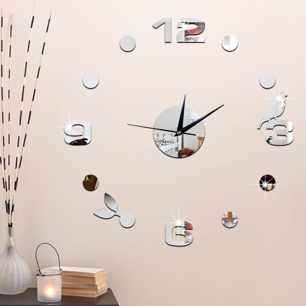 Morden Clock Watch Wall Clocks 3D DIY Black Bird A... – Grandado