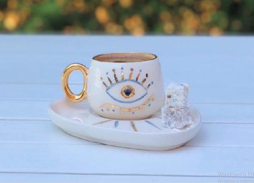 y Real Gold Detailed Evil Eye Nazar (Horizontal) t... – Grandado