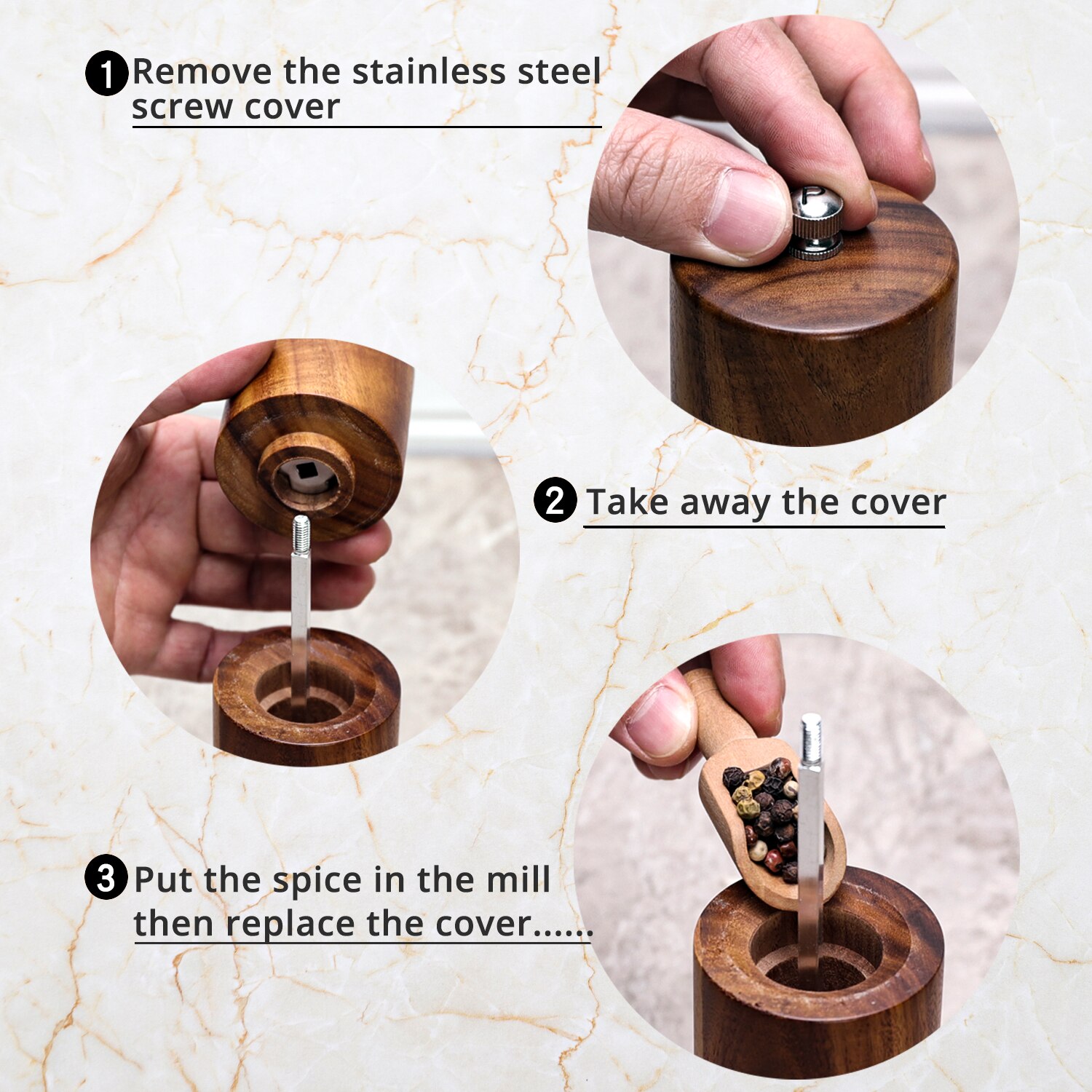 Wooden Salt and Pepper Grinder Set Refillable and ... – Grandado