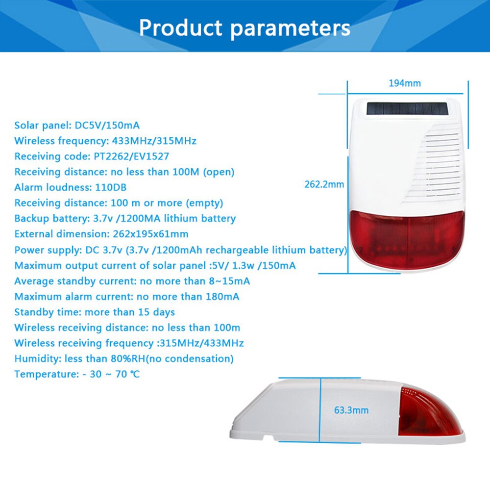 MULO Wireless Outdoor Solar Sound & Light Alar... – Grandado