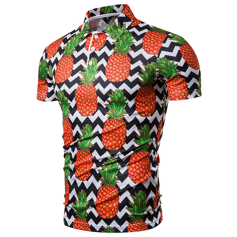 Summer Men's Polo Cotton Polo Fruits Pineapple Shi... – Grandado