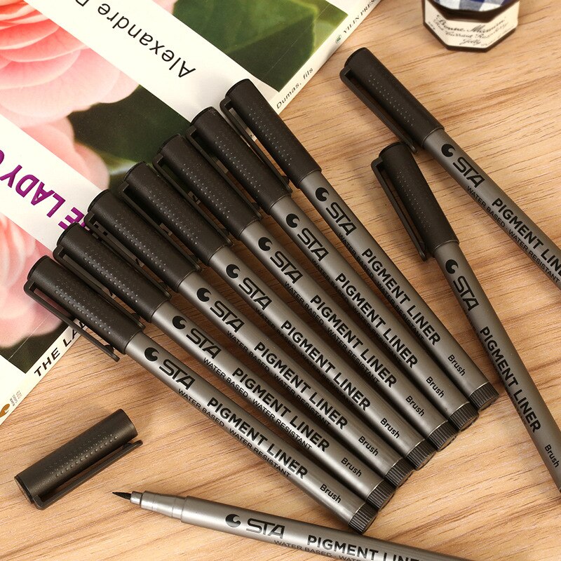 1Pcs STA Art Marker Brush Pen Ink Black Pigment Li... – Grandado