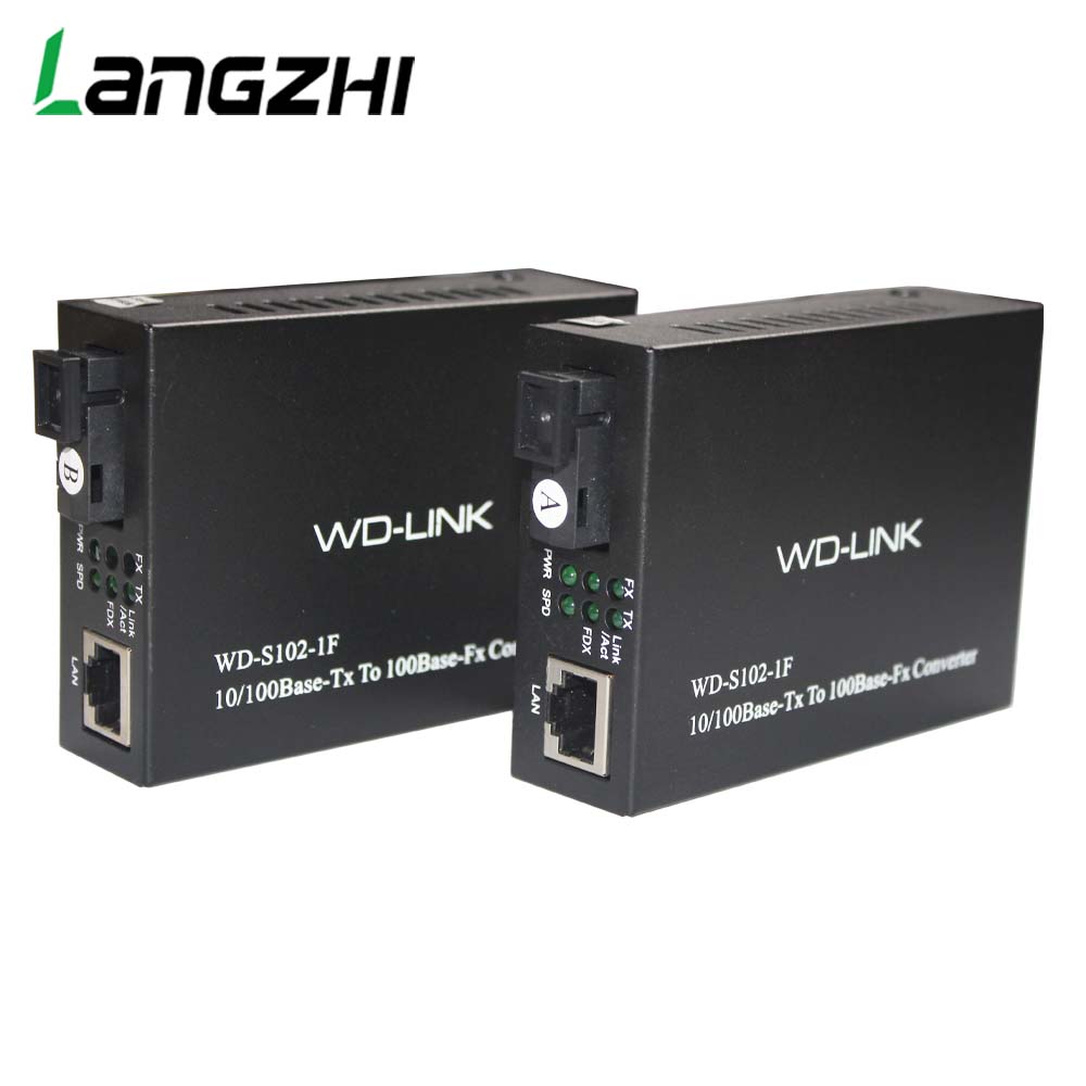 1 Paar 10/100M Glasvezel Transceiver 1 Fiber Poort... – Vicedeal