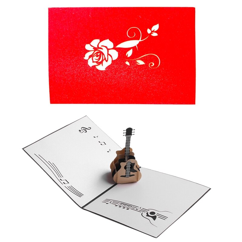 -2 Set 3D -up cut old card guitar postcard birthda... – Grandado