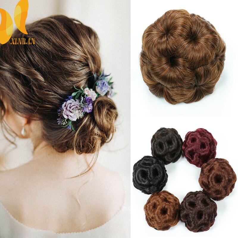 XINRAN Synthetic Curly Hair Chignon Clip In Hair B... – Grandado