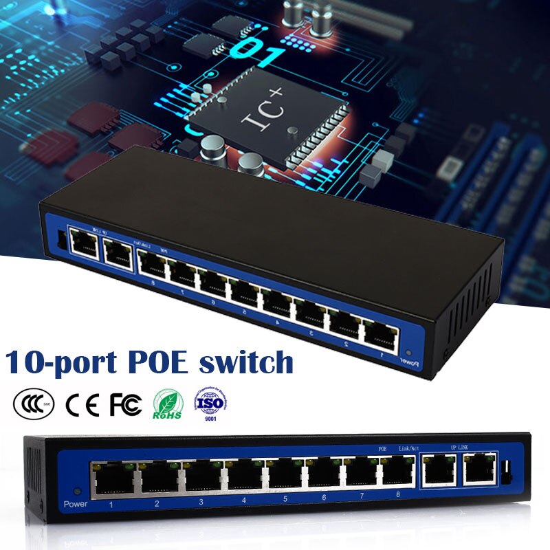 10 Ports 8 PoE Injektor POE Power Over Ethernet Sw... – Vicedeal
