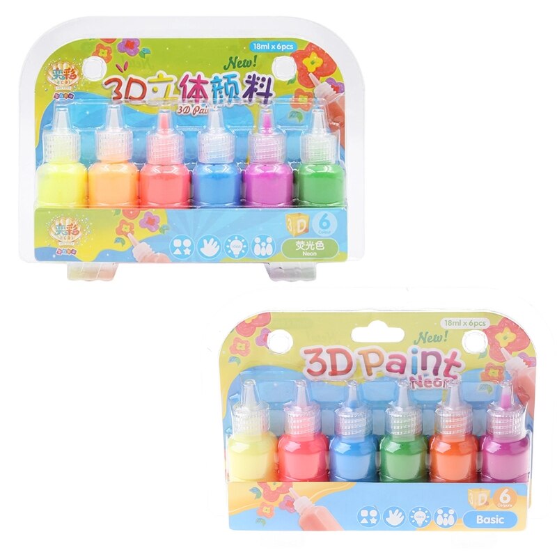 6 Colors Kids 3D Acrylic Paint Pigment Set for Chi... – Grandado