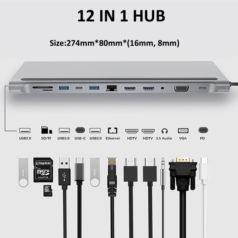 12 In 1 Mst Type C Hub Naar Hdmi Compatibel Usb 3.... – Vicedeal