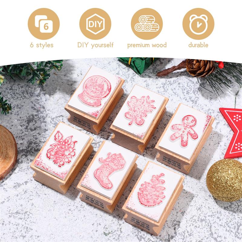6pcs Wooden Christmas Stampers Cartoon Seal Toys C... – Grandado
