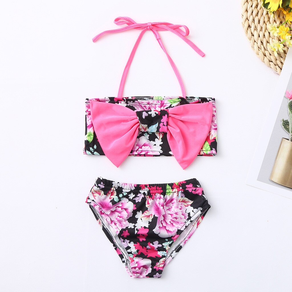 Zomer Kids Baby Meisjes Grote Strik Bloemenprint V... – Grandado