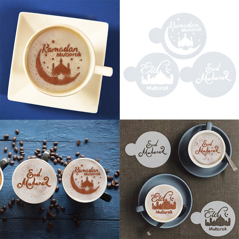 3pcs/set Eid Mubarak White Ramadan Coffee Foam Spr... – Vicedeal