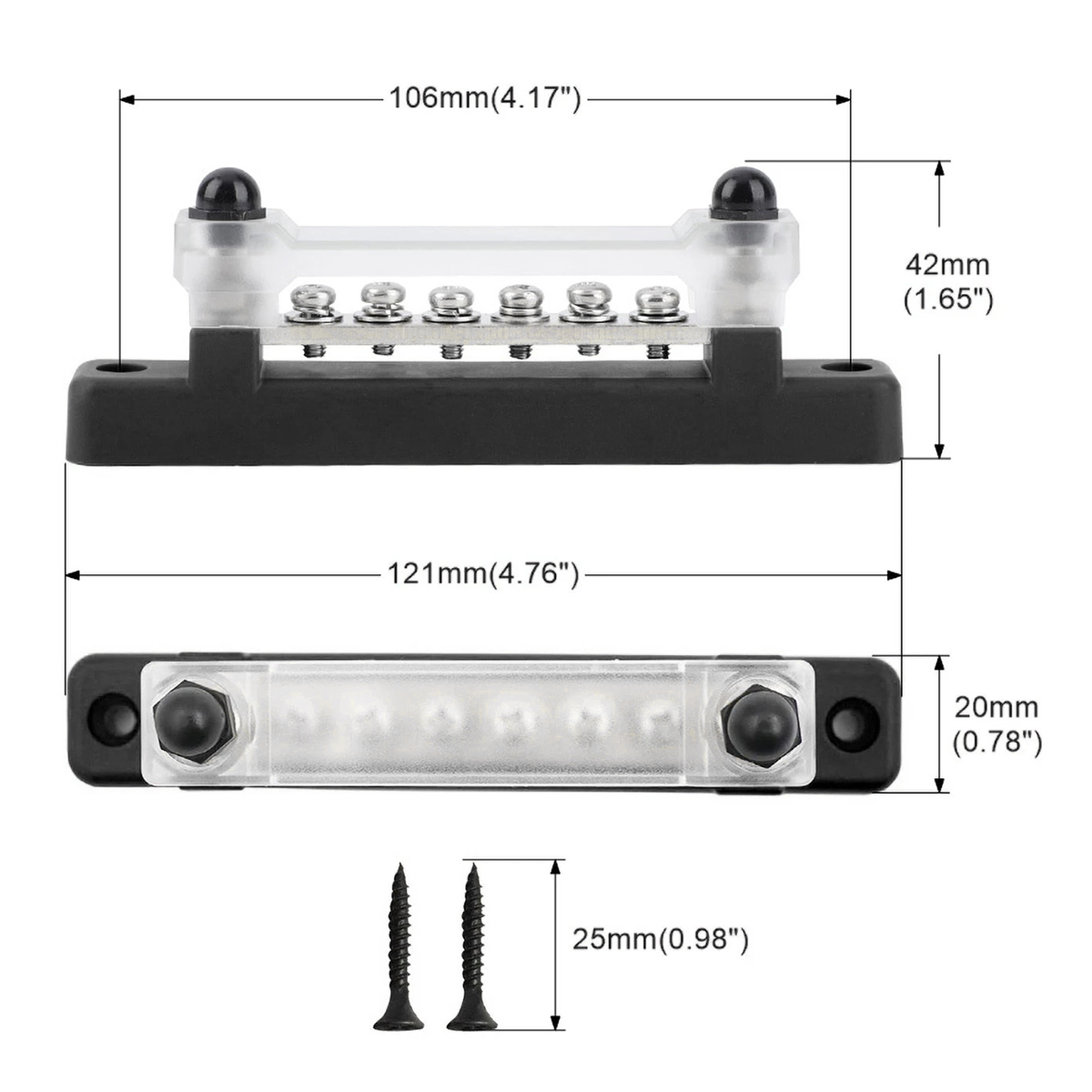 6 Way Bus Bar Terminal Block 300V AC/48V DC 130A A... – Vicedeal