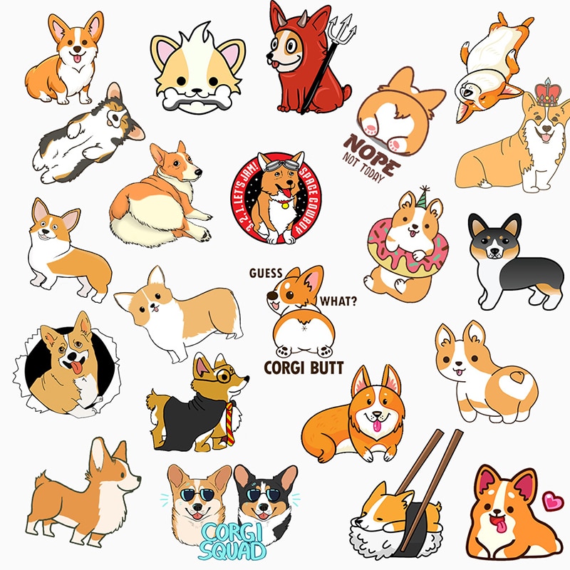 50 PCS Welsh Corgi Pembroke Cartoon Stickers Cute ... – Grandado