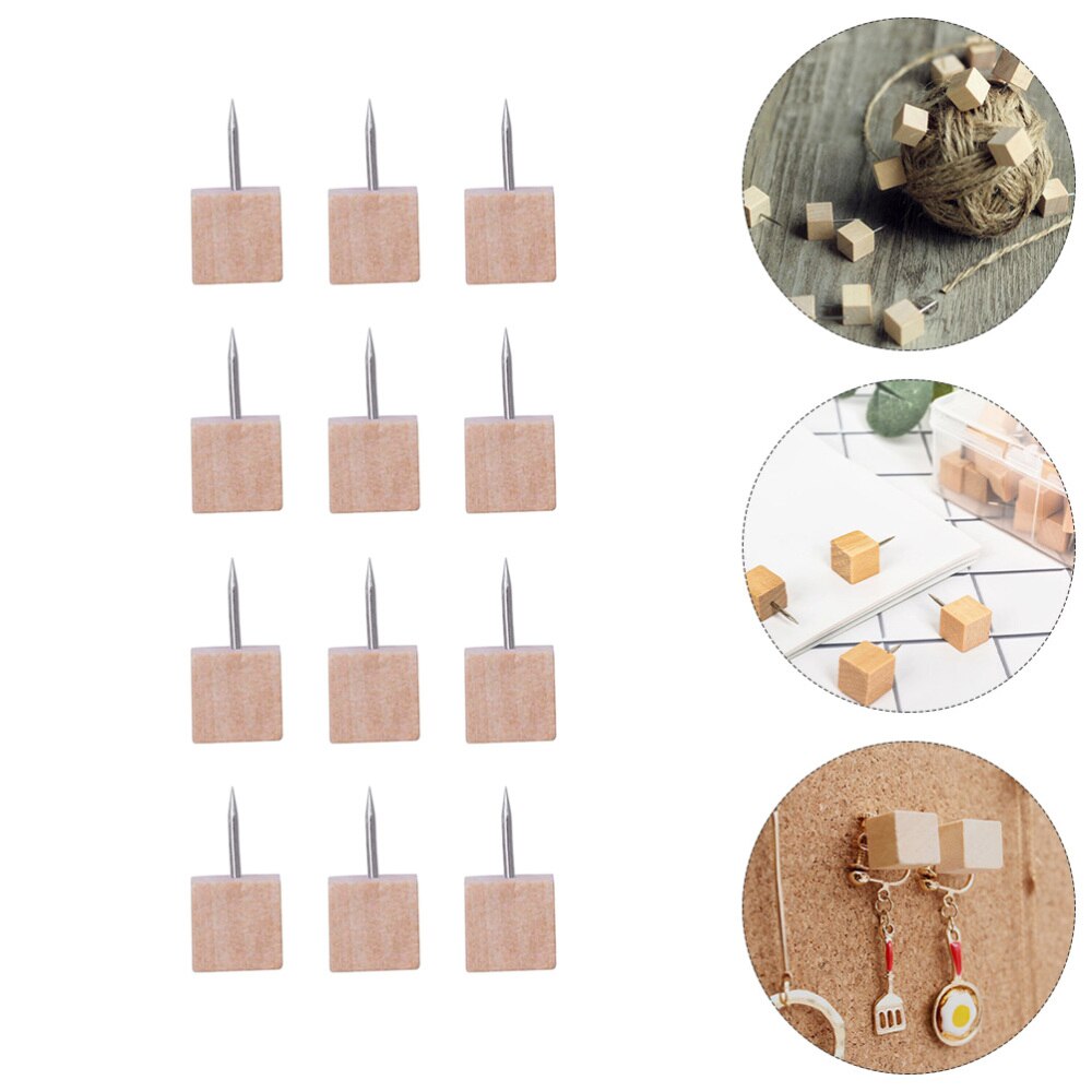 50 Pcs Wood Push Pin Square Shape Wooden Thumbtack... – Grandado