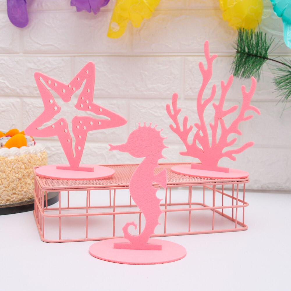 2Pcs Mermaid Party Coral Seaweed Seahorse DIY Felt... – Grandado